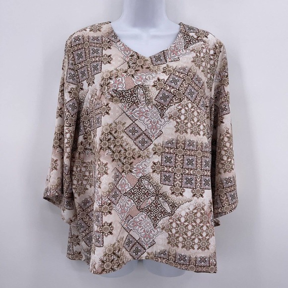 Bon Worth | Tops | Tan Lightweight Silky V Neck Blouse Bon Worth Sz Mp ...